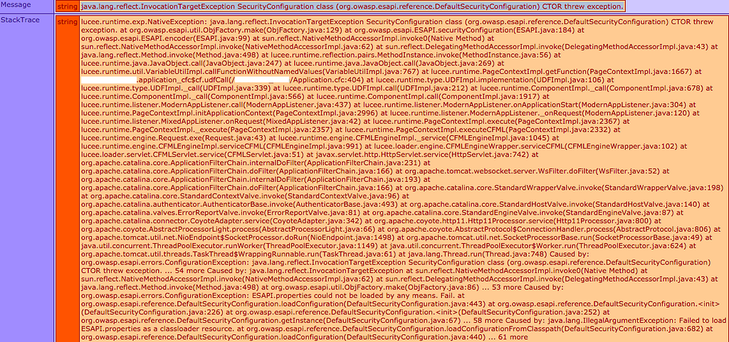Error With Esapi Functions Esapi Properties Could Not Be Loaded By Any Means Support Lucee Dev